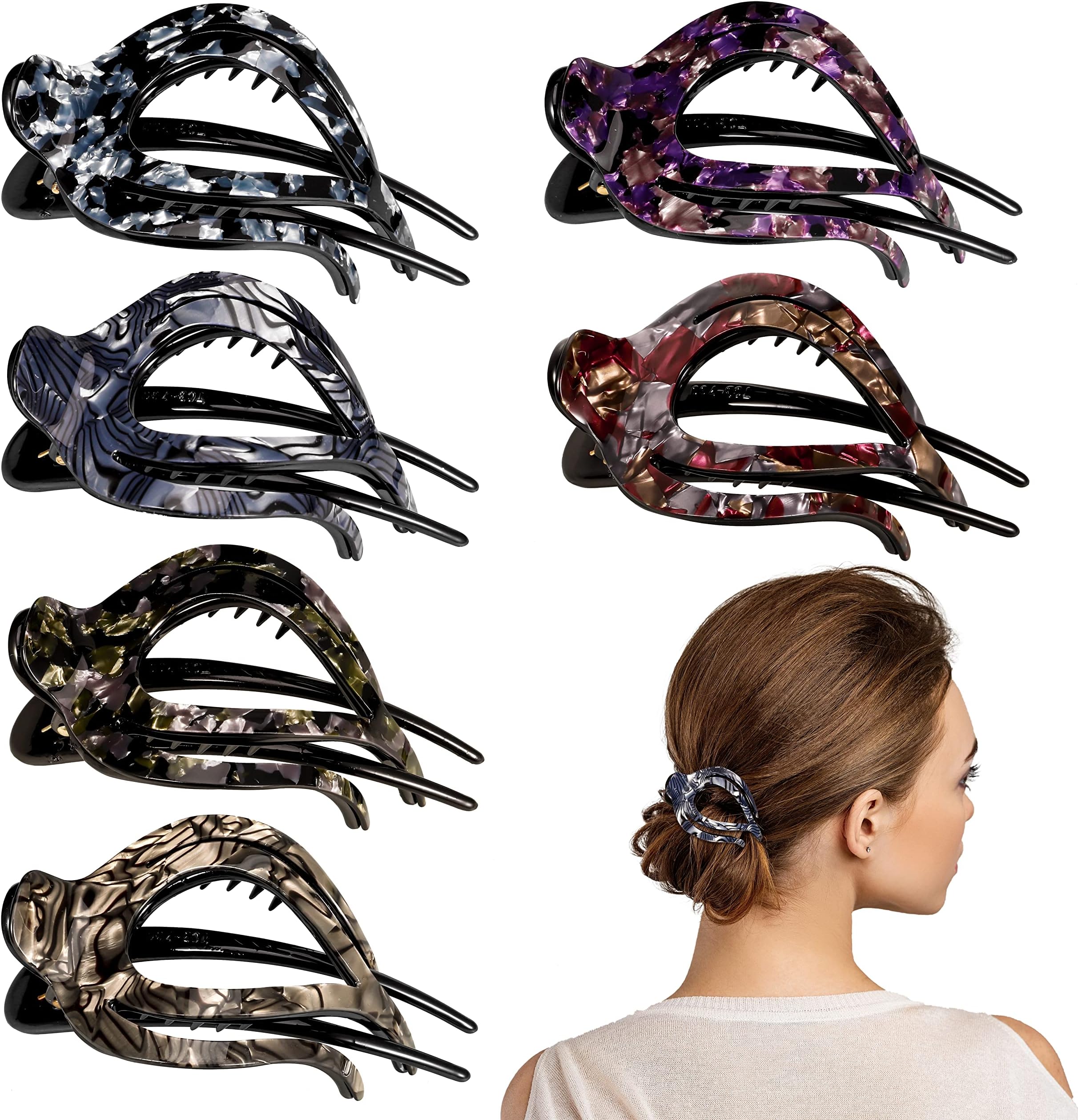 Amazon.com : JOELELI 6 Pcs French Concord Flat Hair Clip Claw Alligator ...