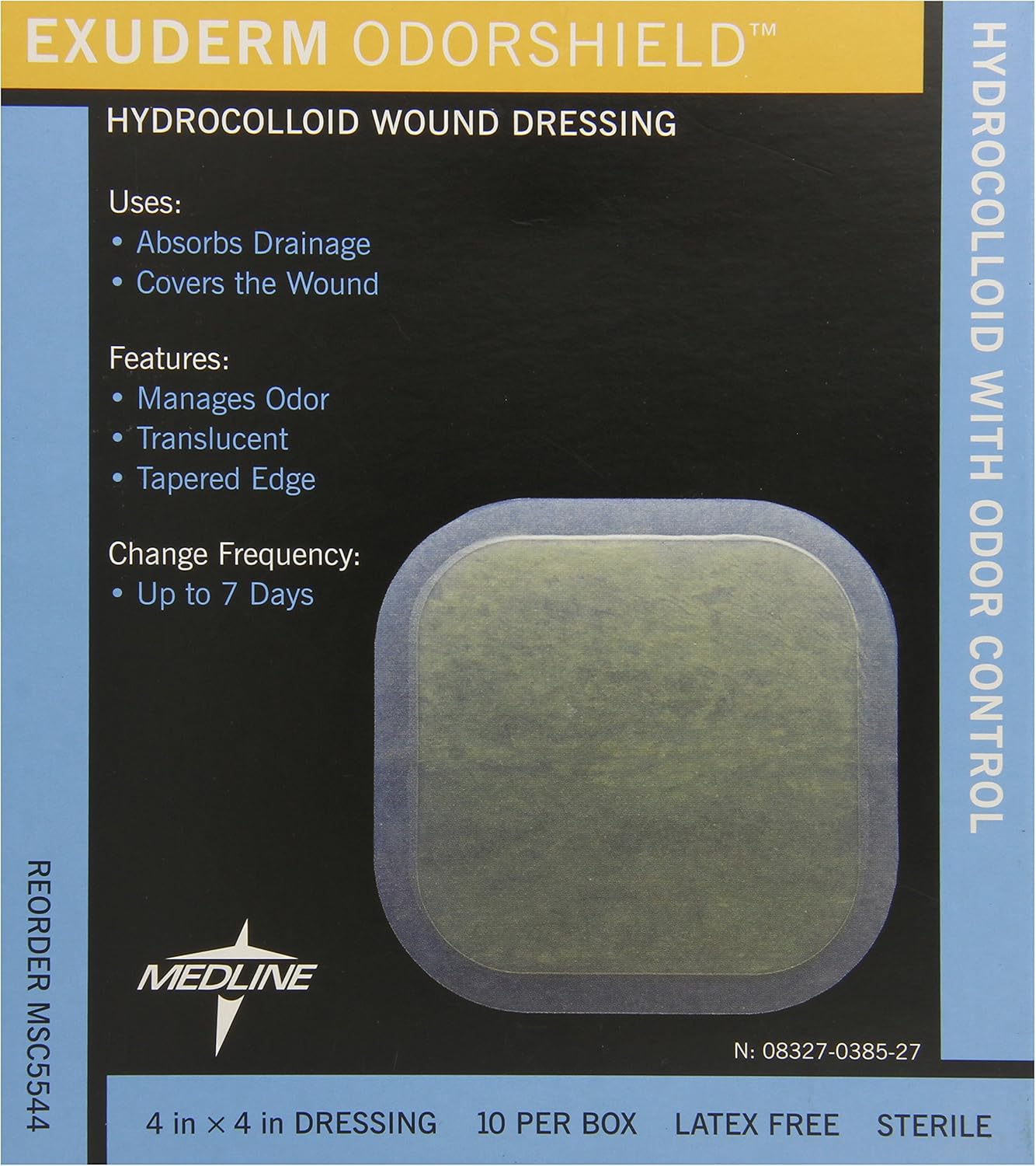Amazon.com: Medline Dressing Exuderm Odorshield, 4 Inch x 4 Inch, 10 ...