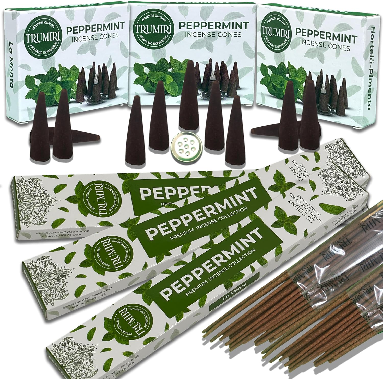 Amazon.com: Peppermint Incense Sticks & Incense Cones Combo Pack - 60 ...