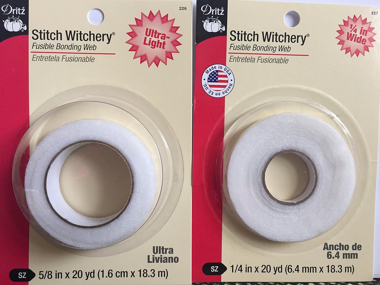 Amazon.com: Bundle Stitch Witchery Hemming Tape 5/8" Ultra 20 yds & 1/4 ...