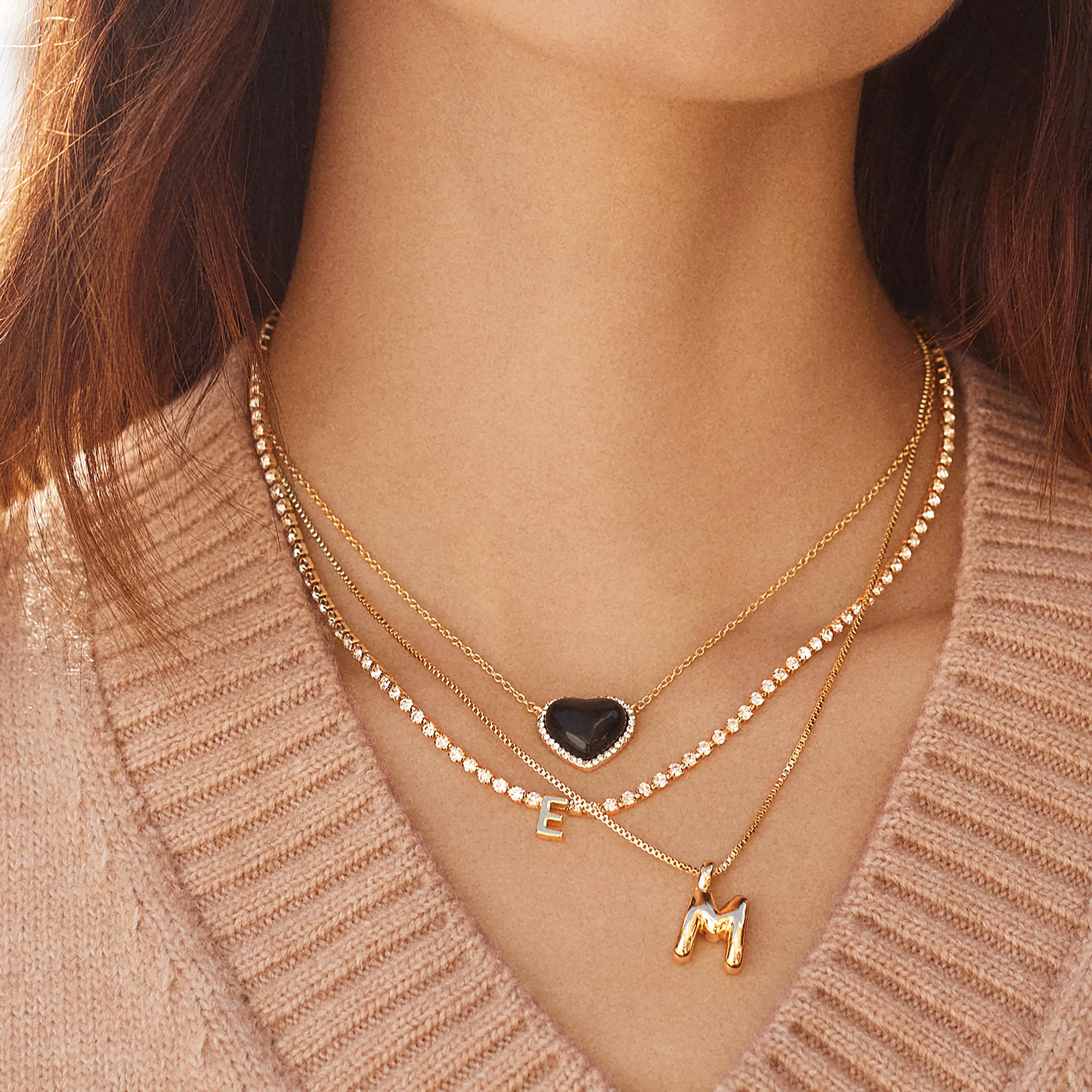 Snapklik.com : BaubleBar Gwen Mini Bubble Initial Necklace - Gold-Plated Bubble Letter Pendant ...