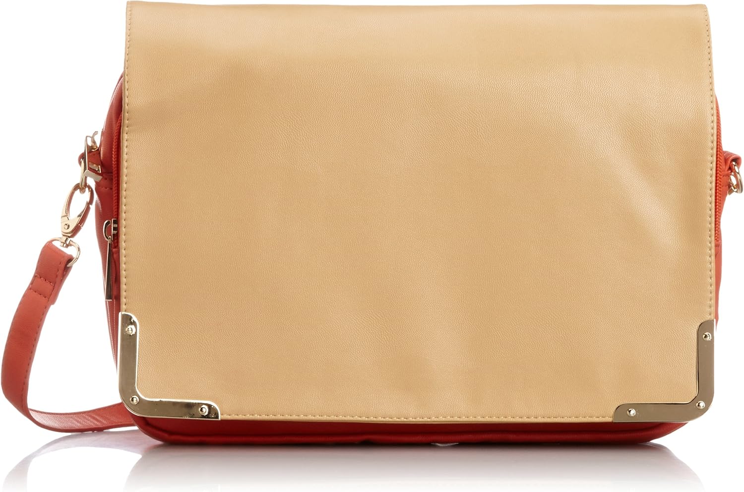 Amazon | [カシュカシュ] cachecache カブセ付スクエアショルダー 01-00-31650 BEOR (ベージュオレンジ) | ショルダーバッグ