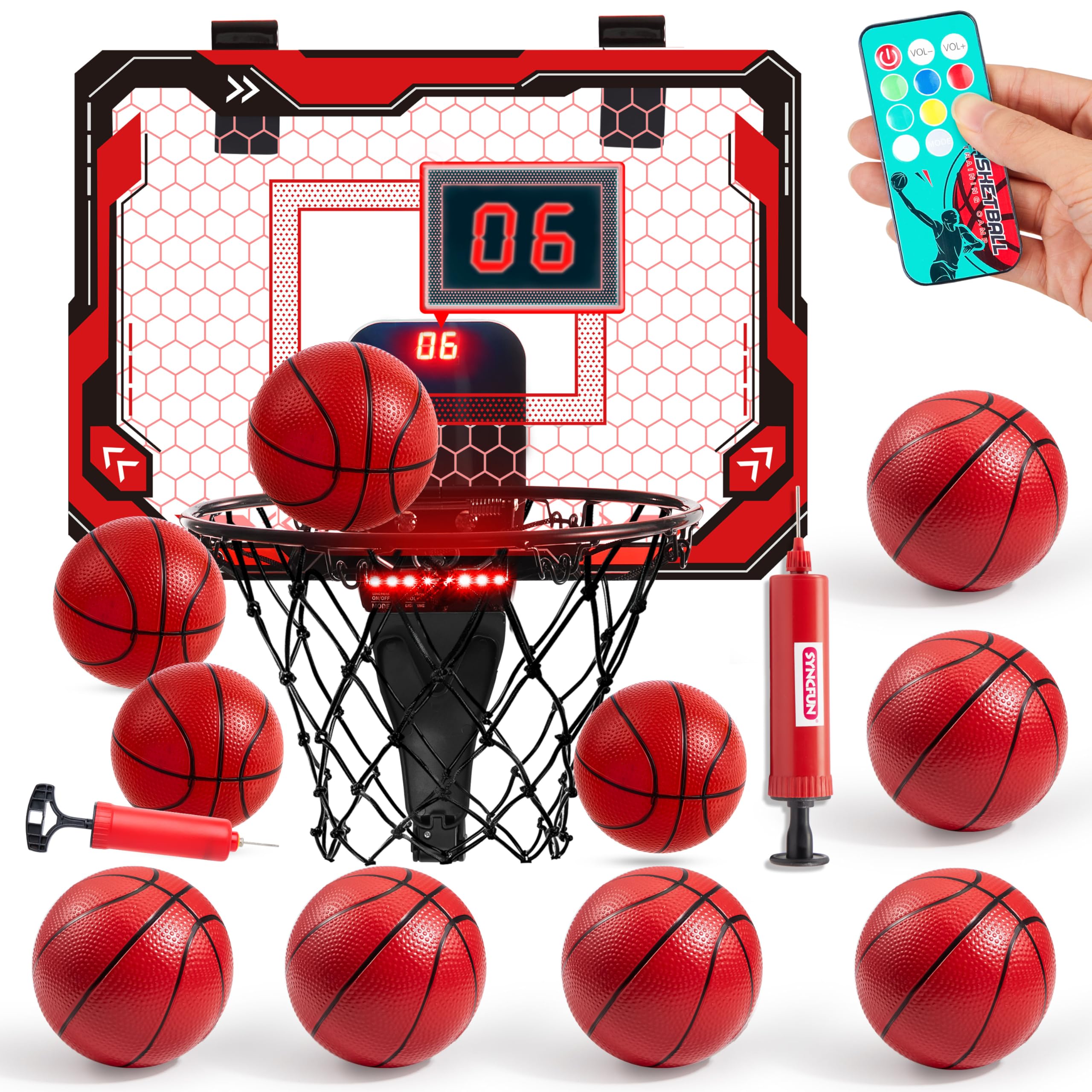 Amazon.com: SYNCFUN Mini Indoor Basketball Hoop and 10 PCS Mini ...