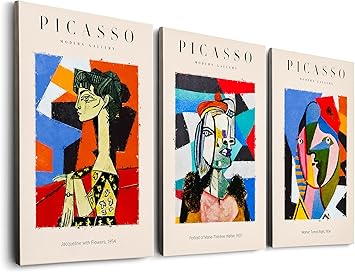 Amazon.com: Picasso Canvas Framed Wall Art Set Minimalist Wall Decor ...