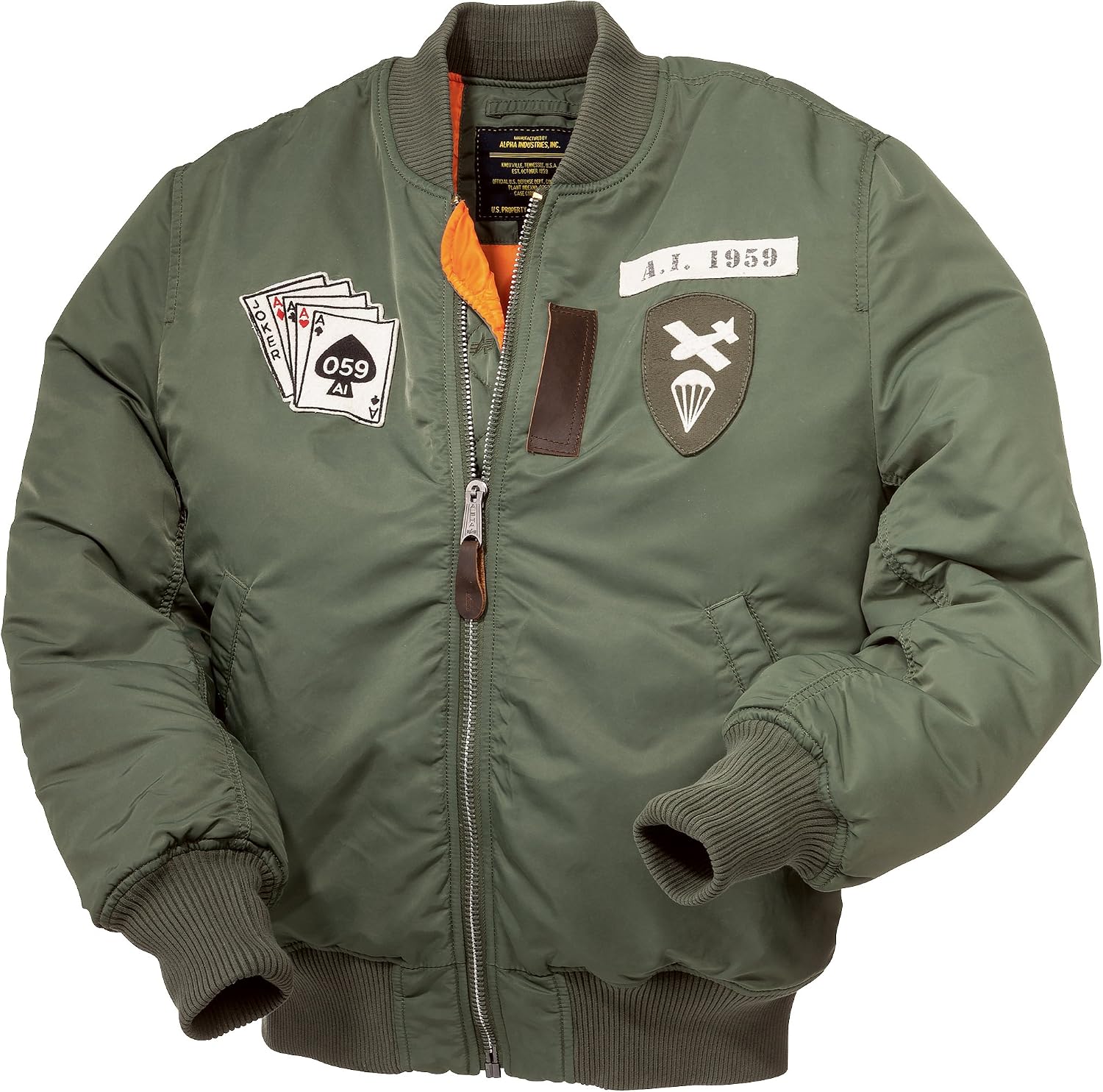 Alpha Industries Men's Honor Washed Nylon Flight Jacket, Sage, Medium ...