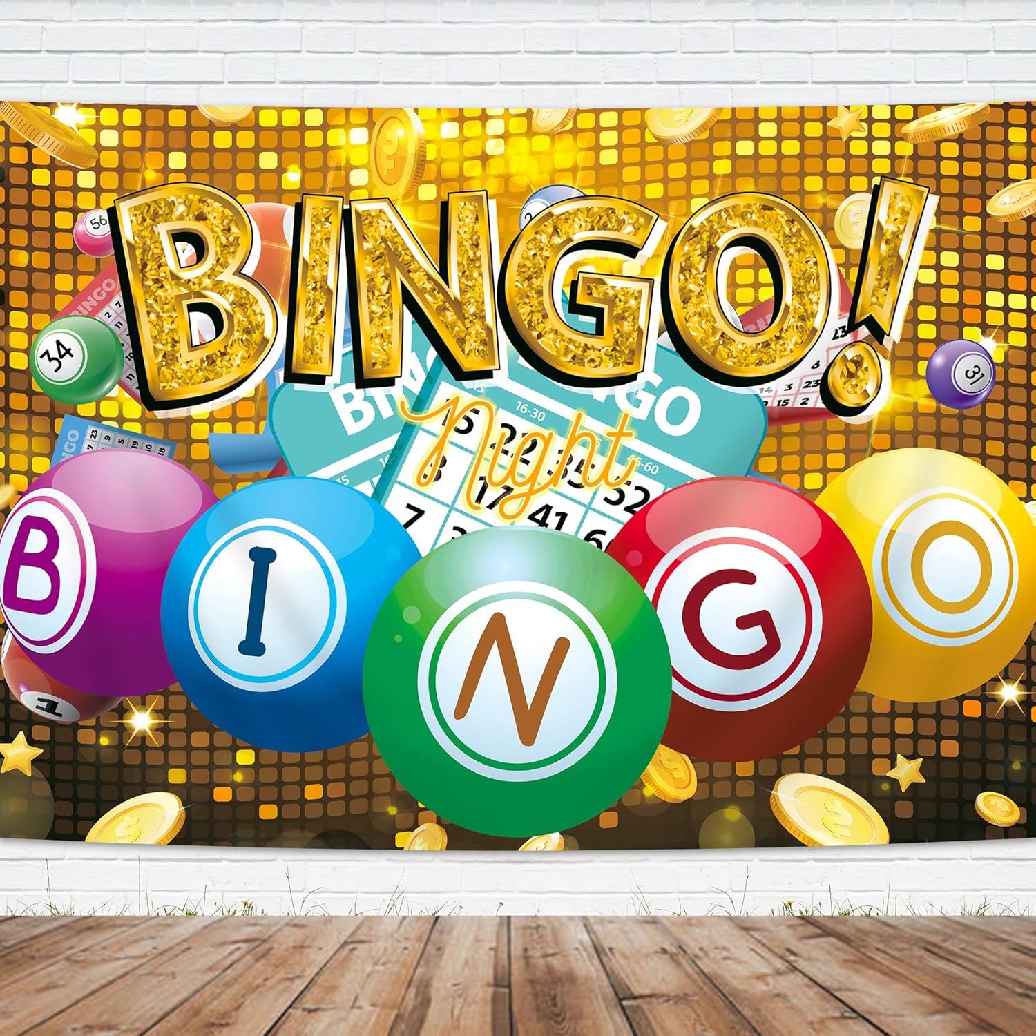 Amazon.com : Imirell Bingo Night Theme Backdrop 7Wx5H Feet Golden ...