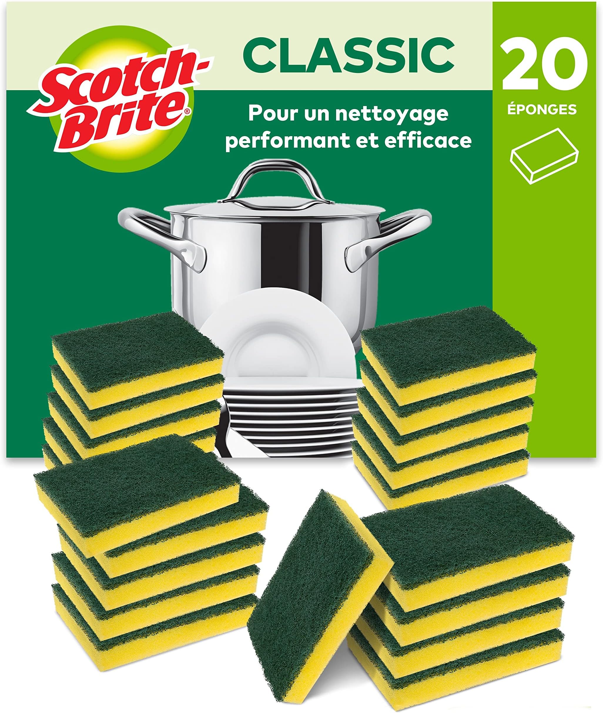 Éponge à récurer pour utilisation intensive Scotch-Brite Classic, 20 ...