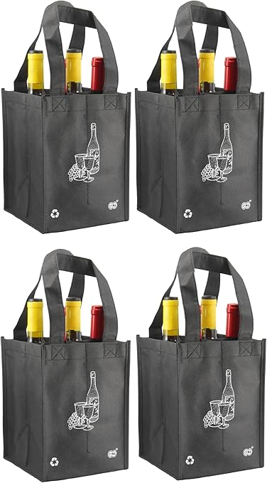 Amazon.com | CYMA Reusable 4 Bottle Wine Tote- 4 Pack: Gift Wrap Paper ...