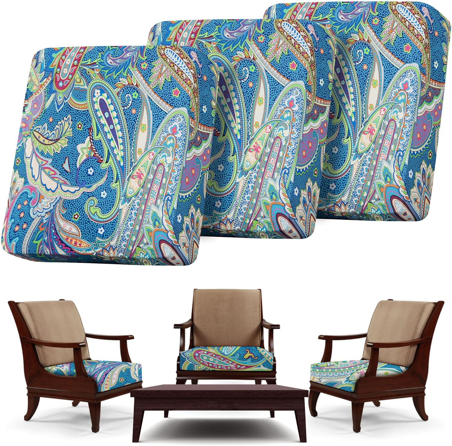 Amazon.com: SUKAIKEQA 3Pcs Stretch Outdoor Cushions Cover Patio Cushion ...