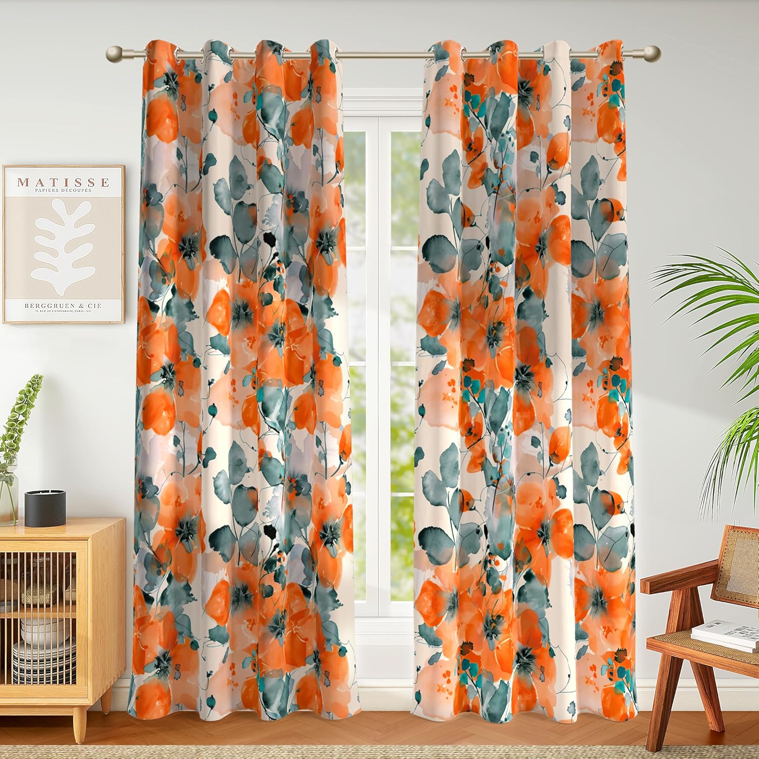 Amazon.com: weesire Floral Blackout Curtains for Bedroom Living Room 2 ...