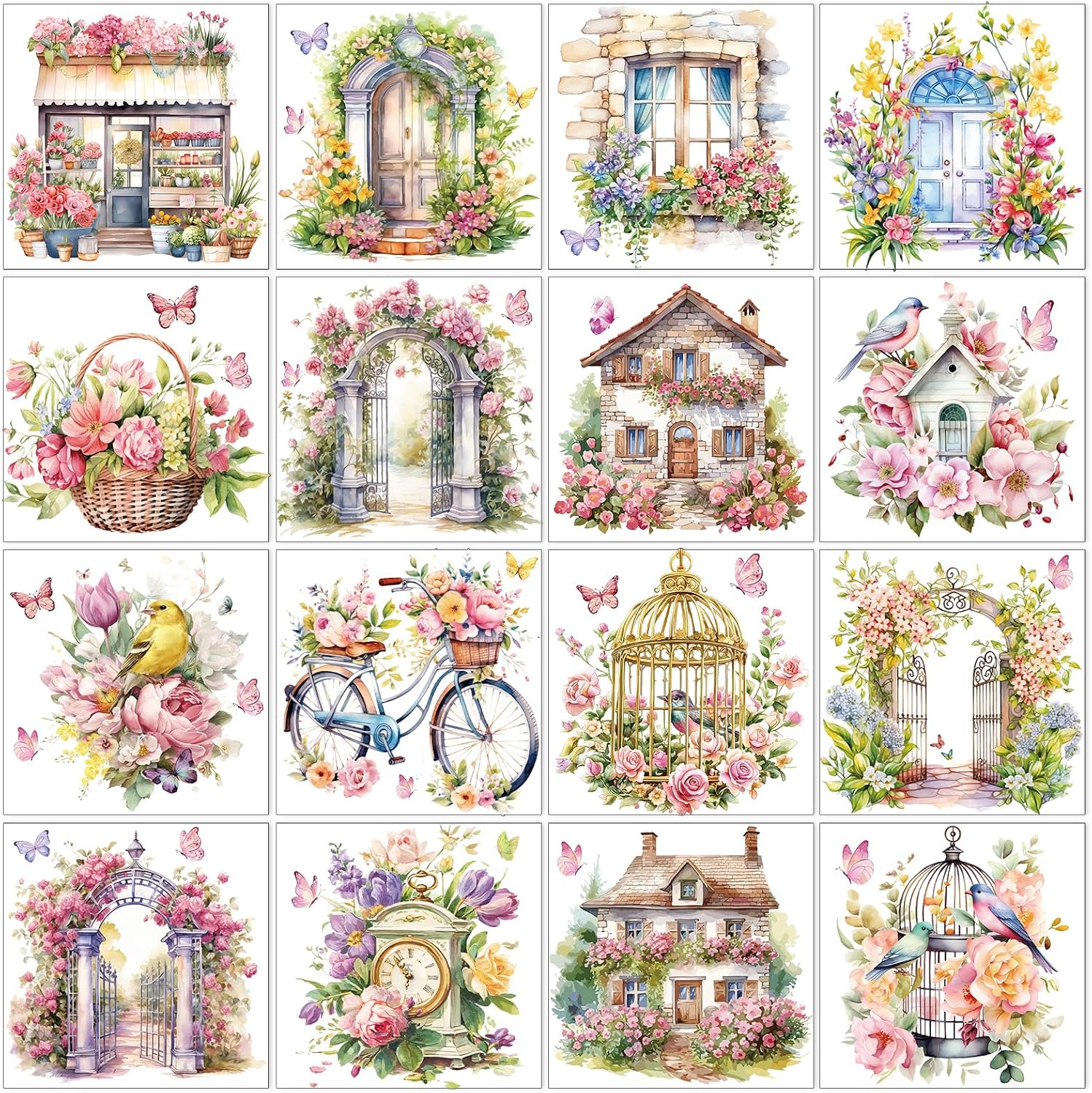 Amazon.com: Rngmsi Flower Rub on Transfers for Crafts - 16 Pcs Vintage ...