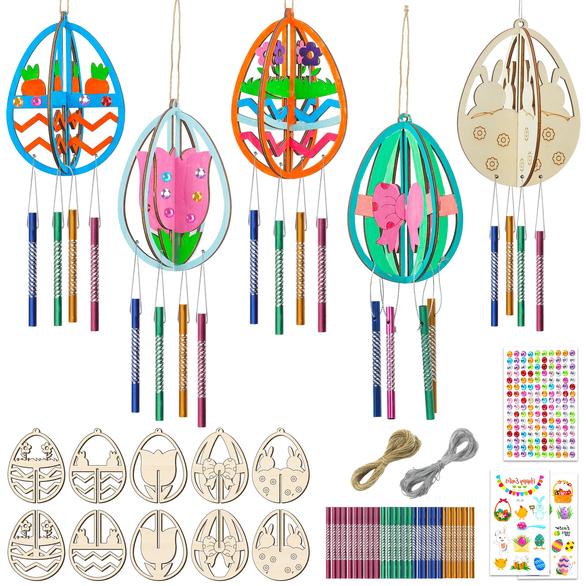 Amazon.com: TREACLUB 10 Packs Wind Chime Kit for Kids, Make Your Own ...
