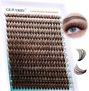 GEMERRY Brown Lash Clusters D Curl Cluster Lashes 280pcs Natural Eyelash Clusters Colored Lashes ...
