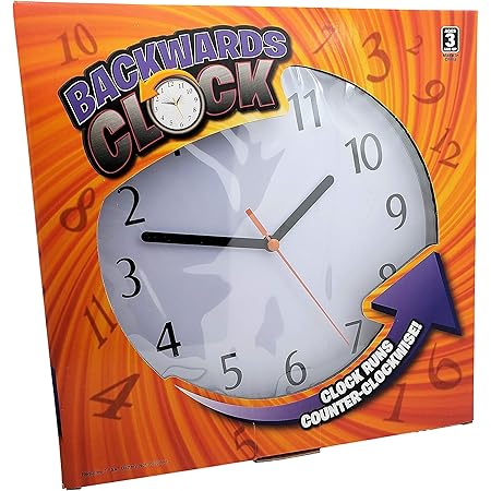 Amazon.com: Black Backwards Wall Clock, Runs Counterclockwise and ...