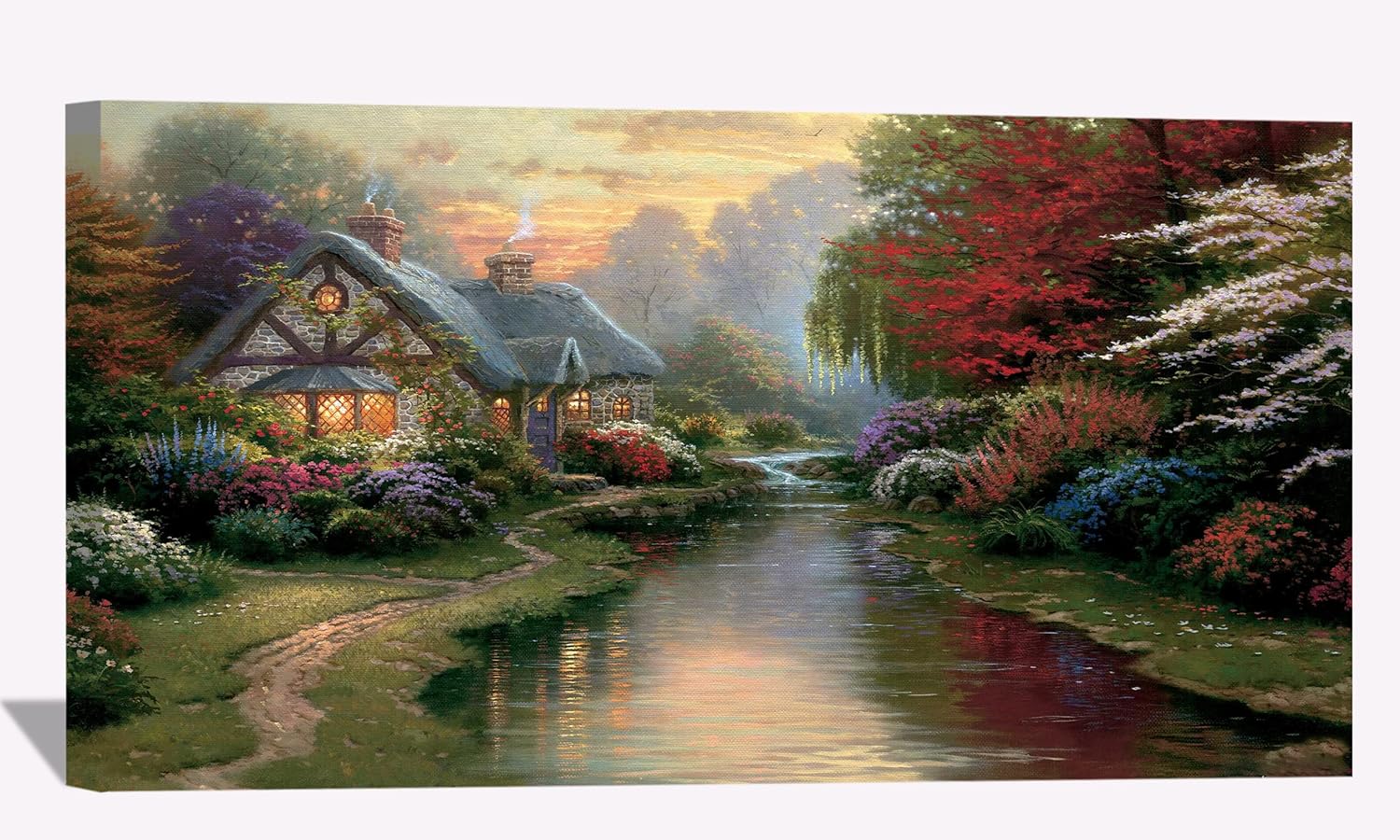 Amazon.com: Thomas Kinkade A Quiet Evening Canvas Art Thomas Kinkade ...