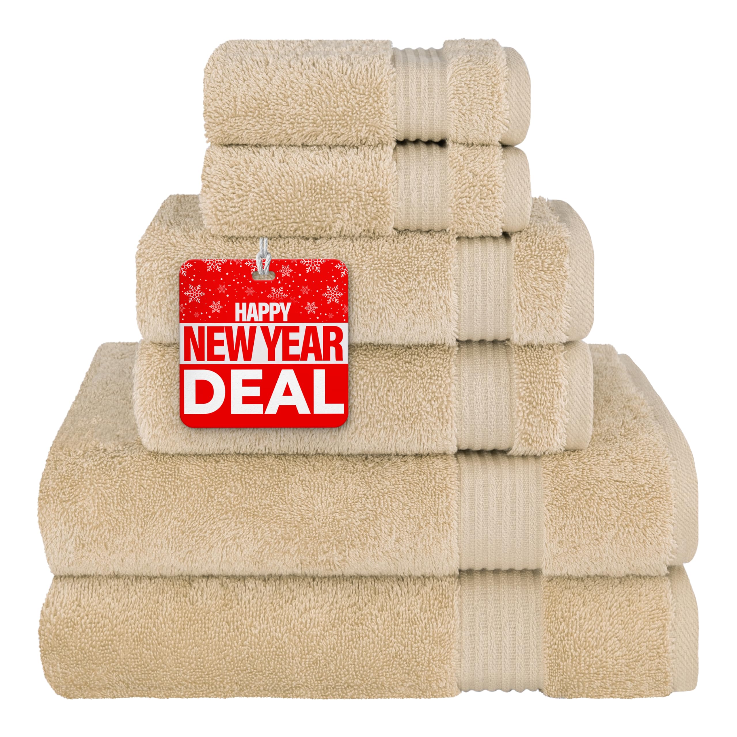 Cotton Paradise 6 Piece Towel Set, 100% Turkish Cotton Soft Absorbent ...