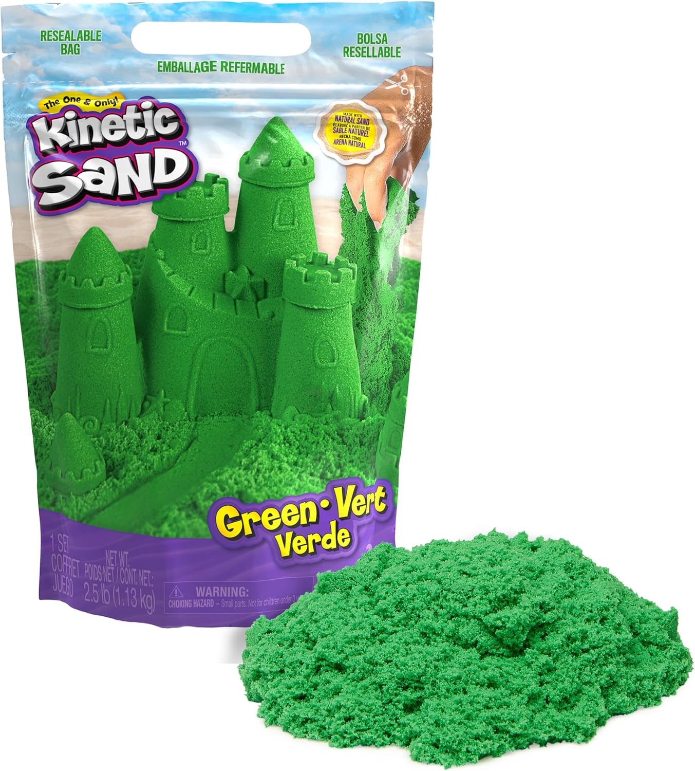 Amazon.com: Kinetic Sand, 2.5lbs Green Play Sand, Moldable Sensory Toys ...