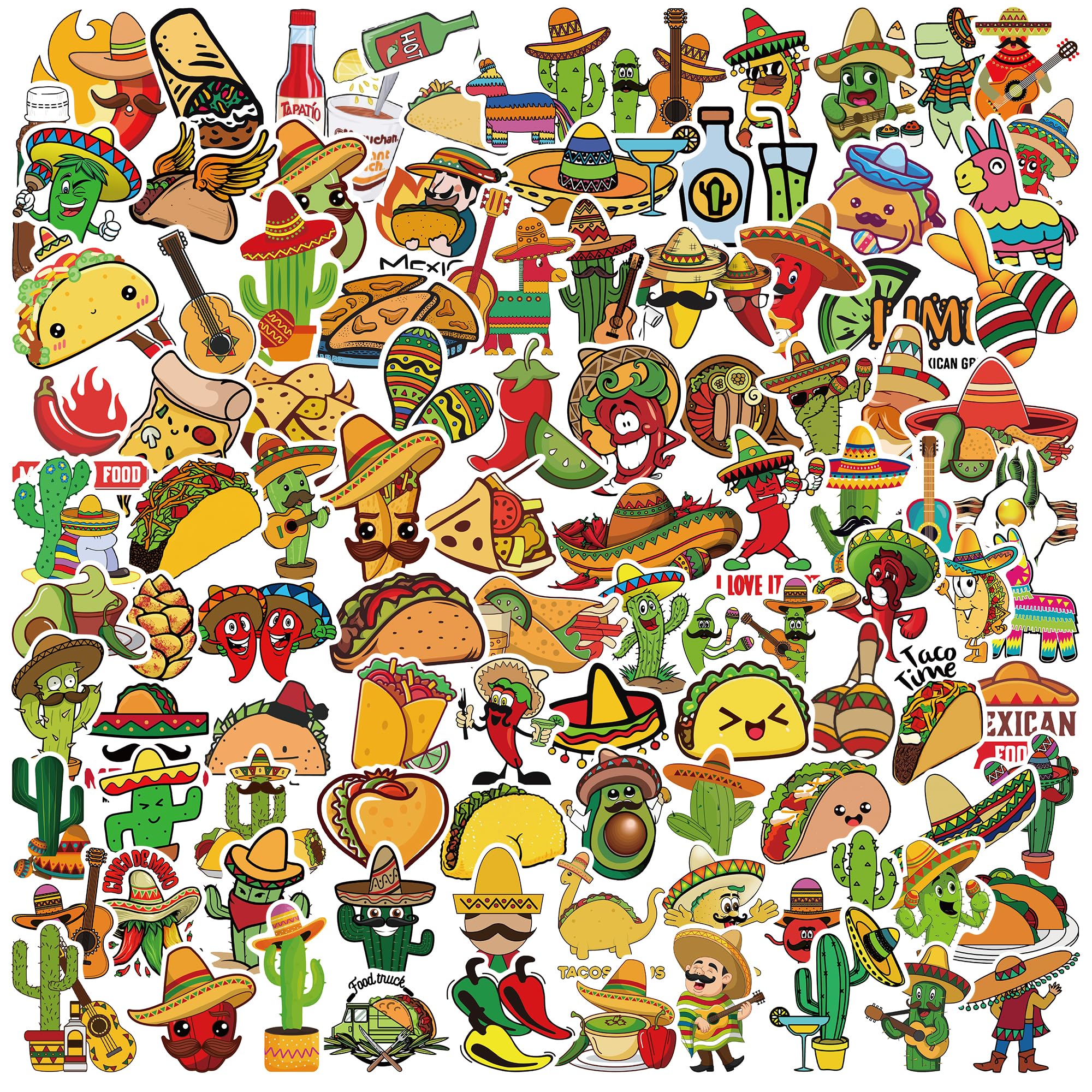 Amazon.com: Dorgua 100Pcs Mexican Fiesta Stickers, Non-Repetitive Funny ...