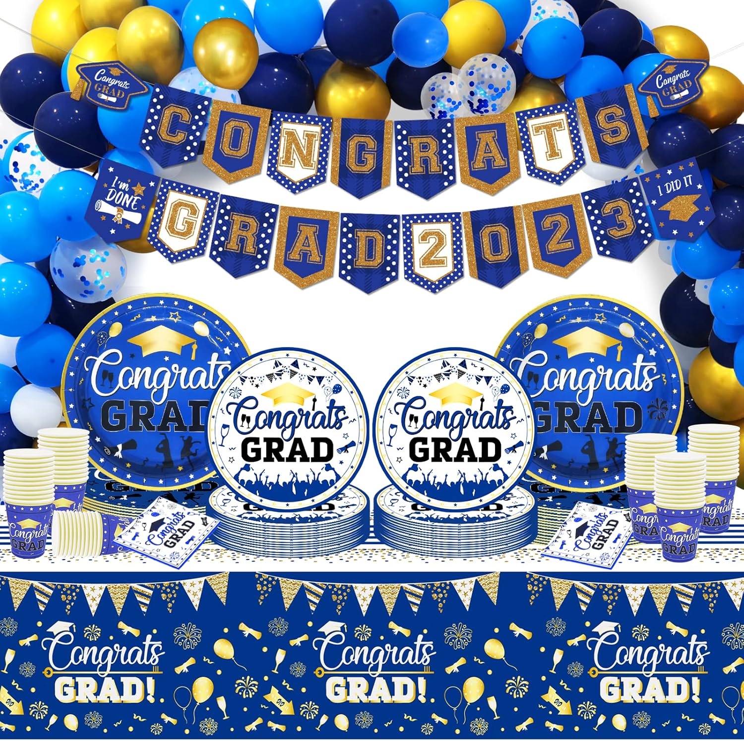 Amazon.com: Blue and Gold Graduation Party Decorations 2023 Class of ...