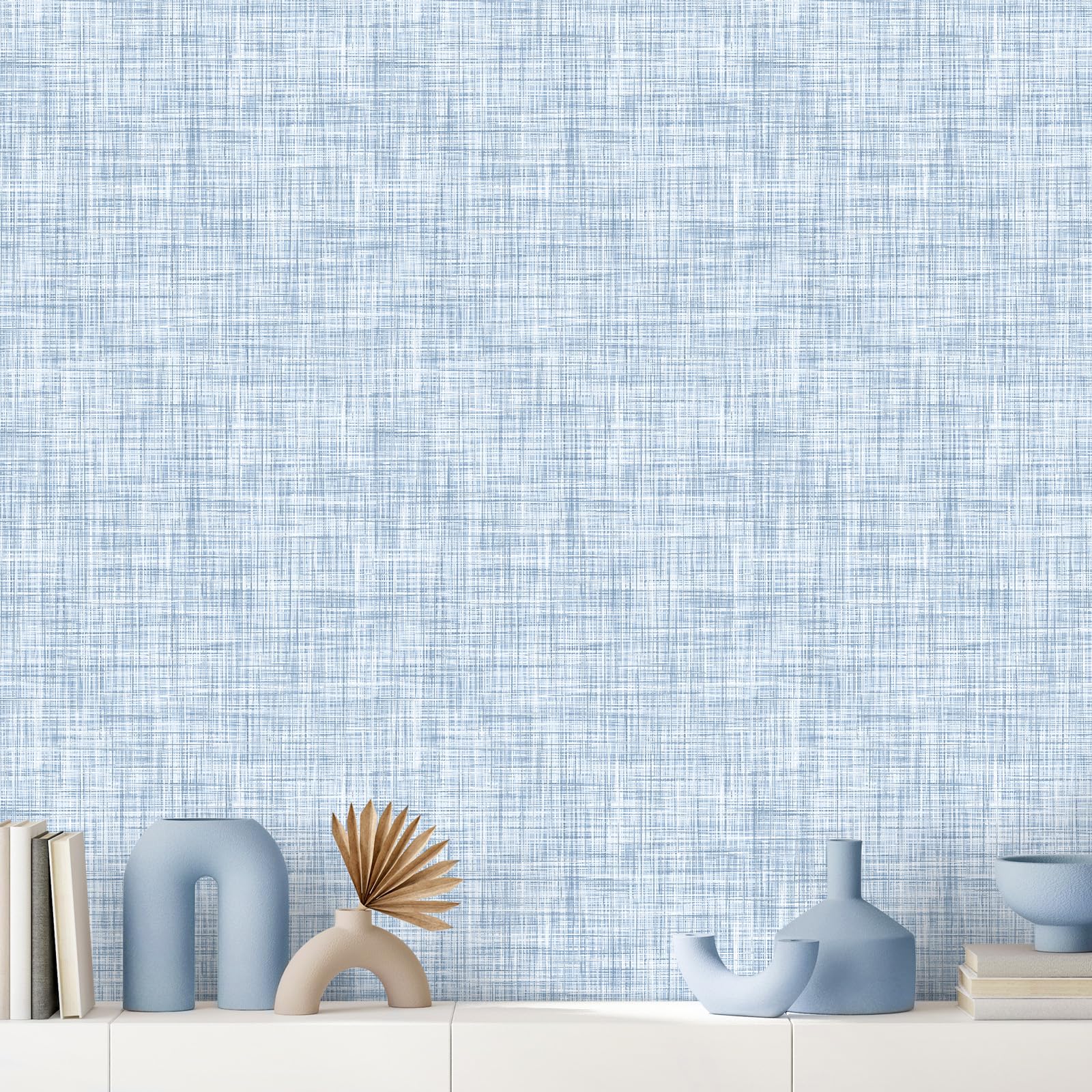 Qianglive Light Blue Grasscloth Wallpaper Peel and Stick Wallpaper ...