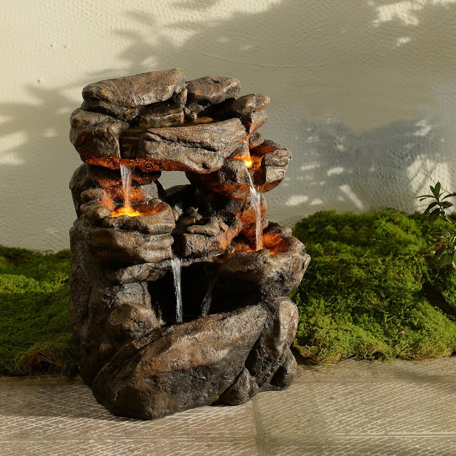 Amazon.com: MSEONWXI 20.5" Tiered Outdoor Water Fountain with LED ...