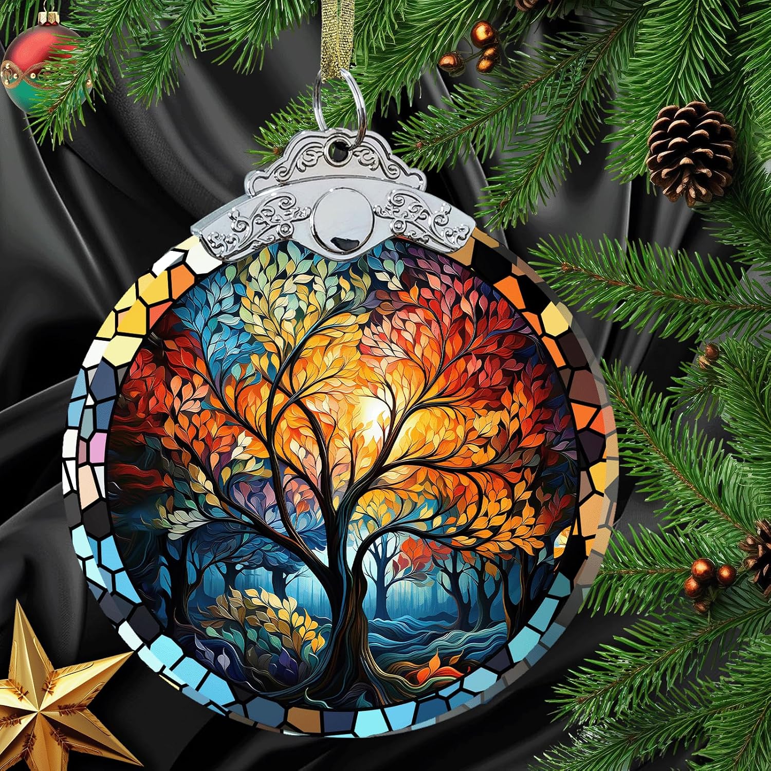 Amazon.com: Aestas Tree of Life Crystal Glass 3" Hanging Ornament ...