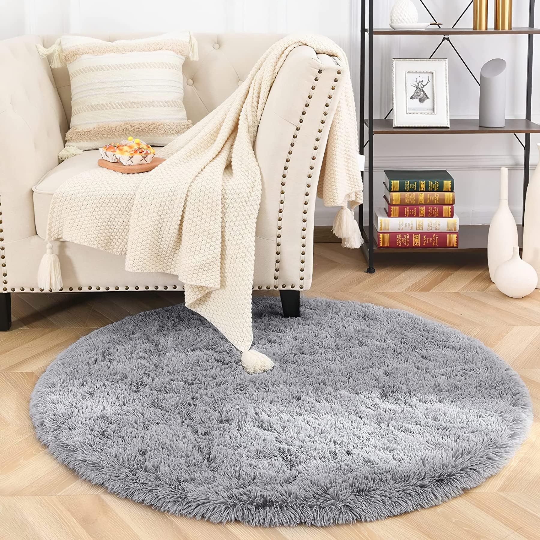 Amazon.de: VOFUSHON Teppich Rund Hochflor Teppich Wohnzimmer Teppich ...