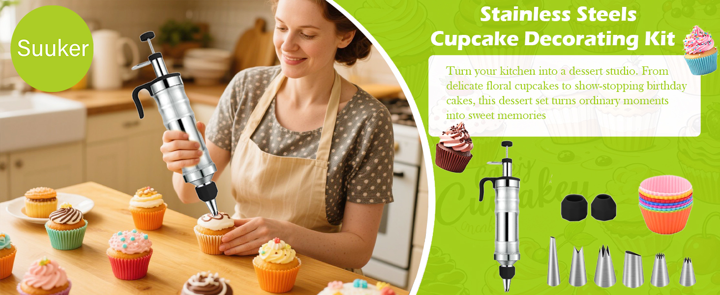 Dessert Decorating Syringe Suuker 54-Piece Set - Stainless Steel ...