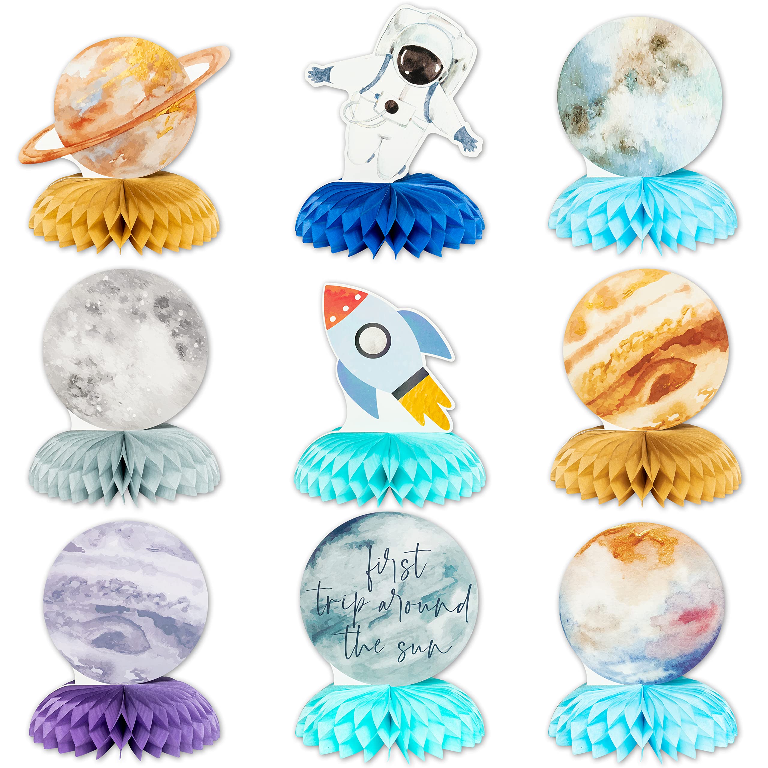Amazon.com: WATINC 9pcs First Trip Around the Sun Space Party Honeycomb ...