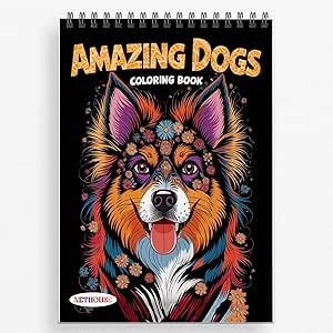 Amazon.com: NETHOUSE Amazing Dogs Spiral Coloring Book for Adults ...