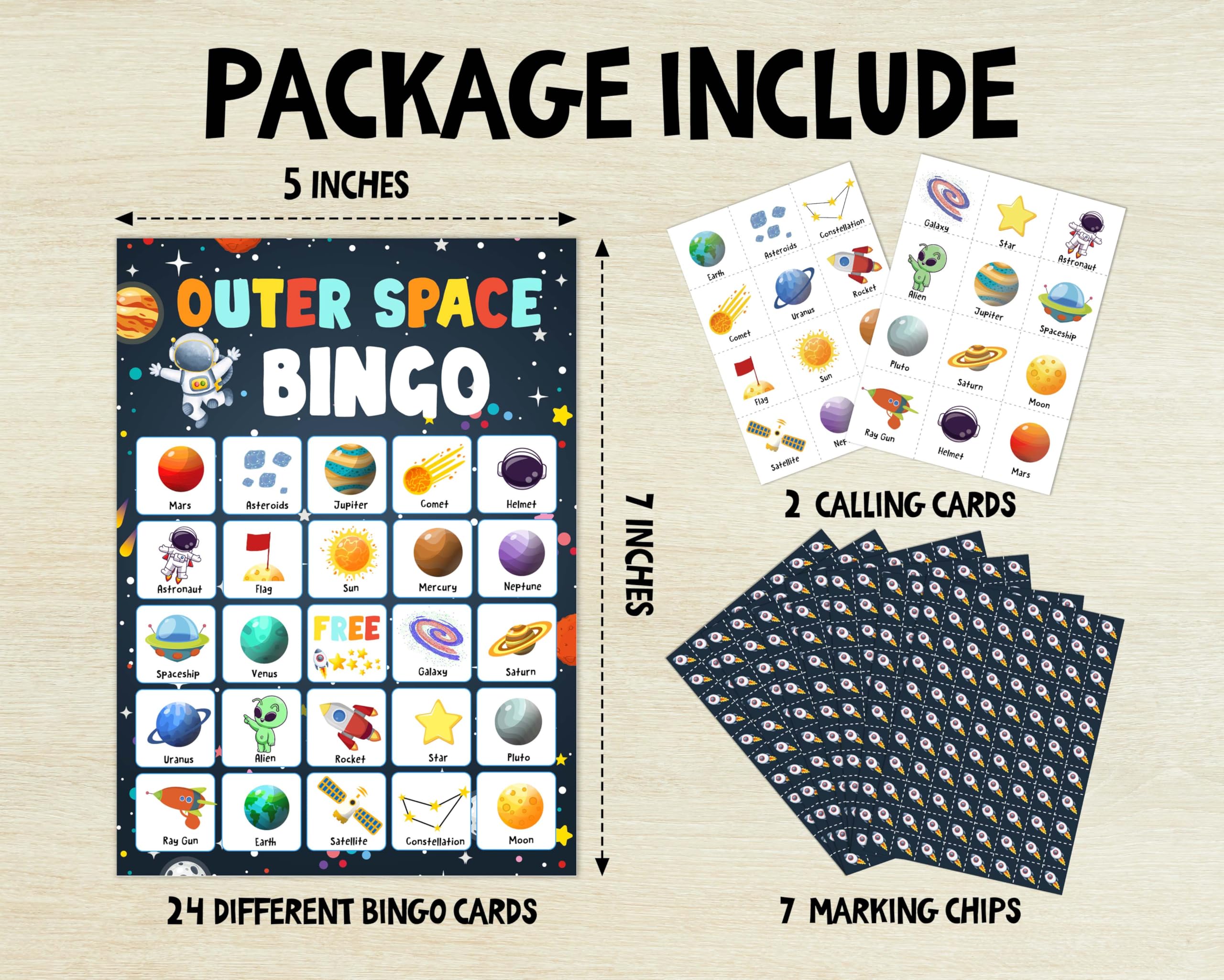Pool Games For Adults Outer Space Bingo Game - 24 Player Set For Space ...