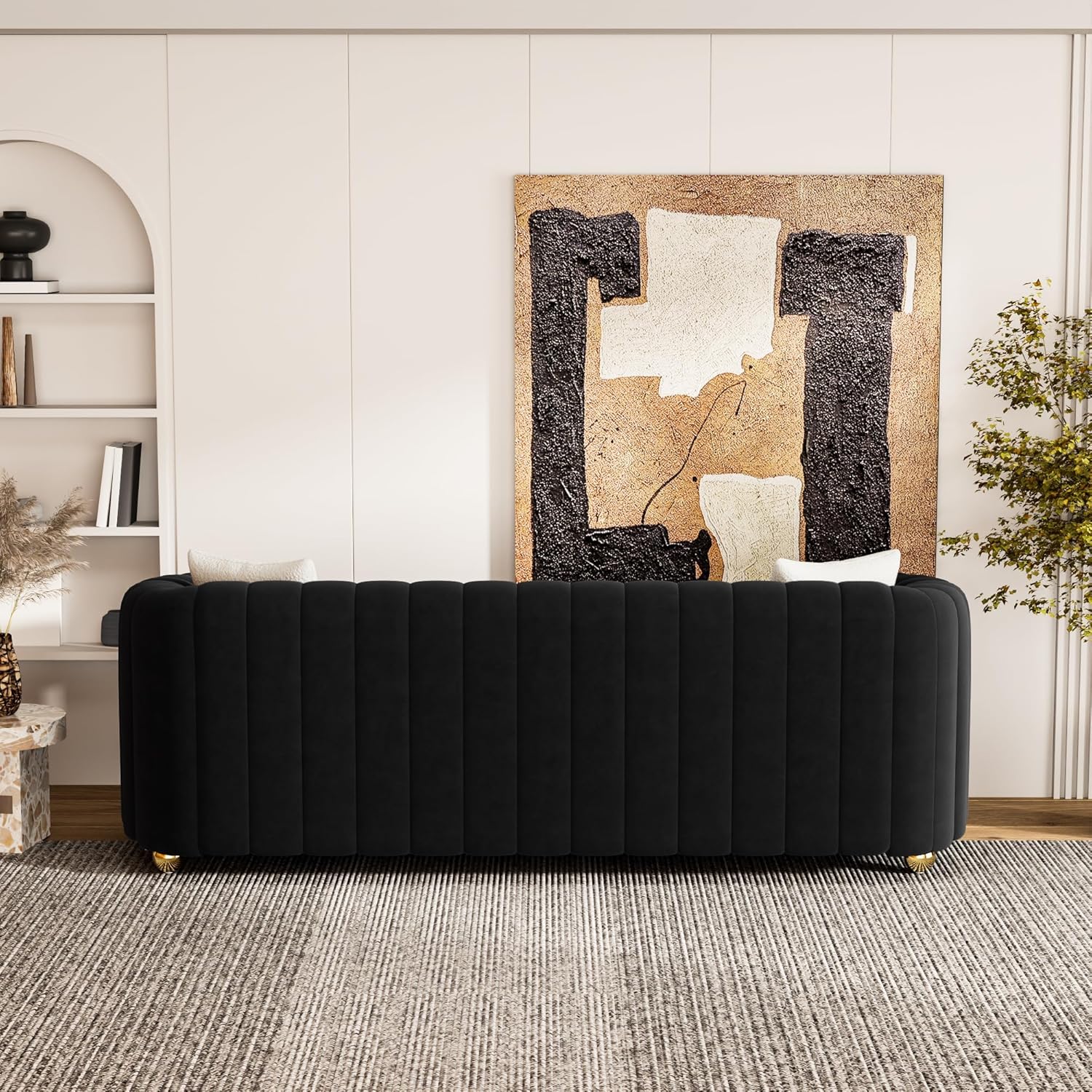 Amazon.com: FEMICON and Stylish 3-Seat Sofa for Living Room, Soft Plush ...
