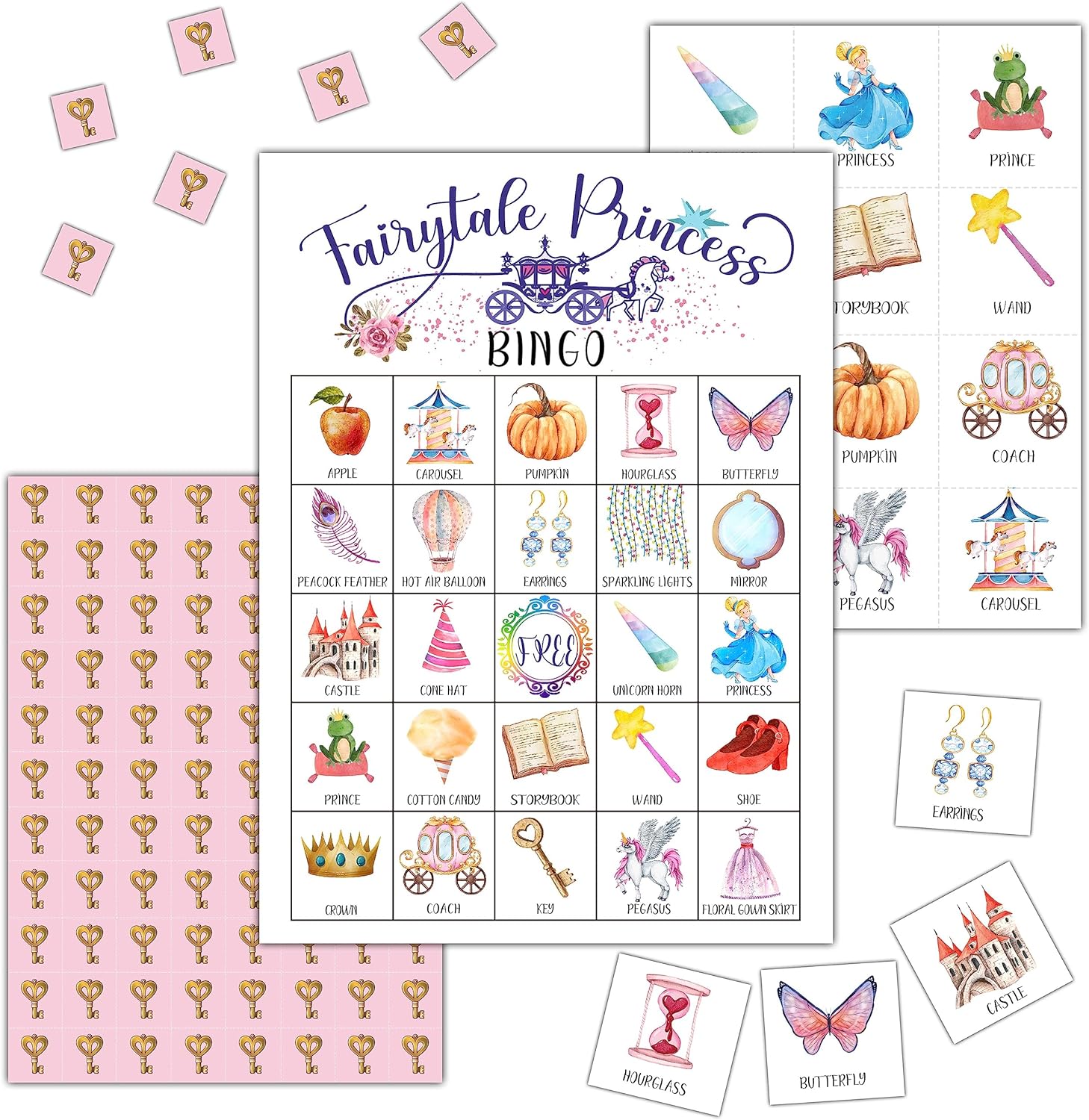Amazon.com: cyazila Fairy Tale Bingo Cards, Princess Bingo Games ...
