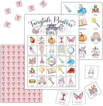 Amazon.com: cyazila Fairy Tale Bingo Cards, Princess Bingo Games ...