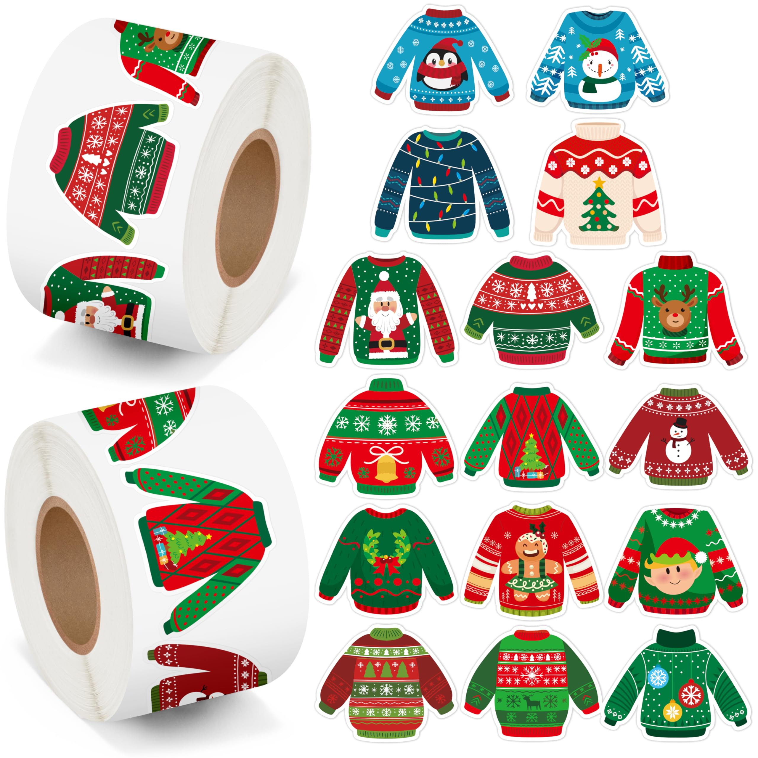 Amazon.com: BeYumi Christmas Sweater Shaped Sticker - 1000Pcs Christmas ...
