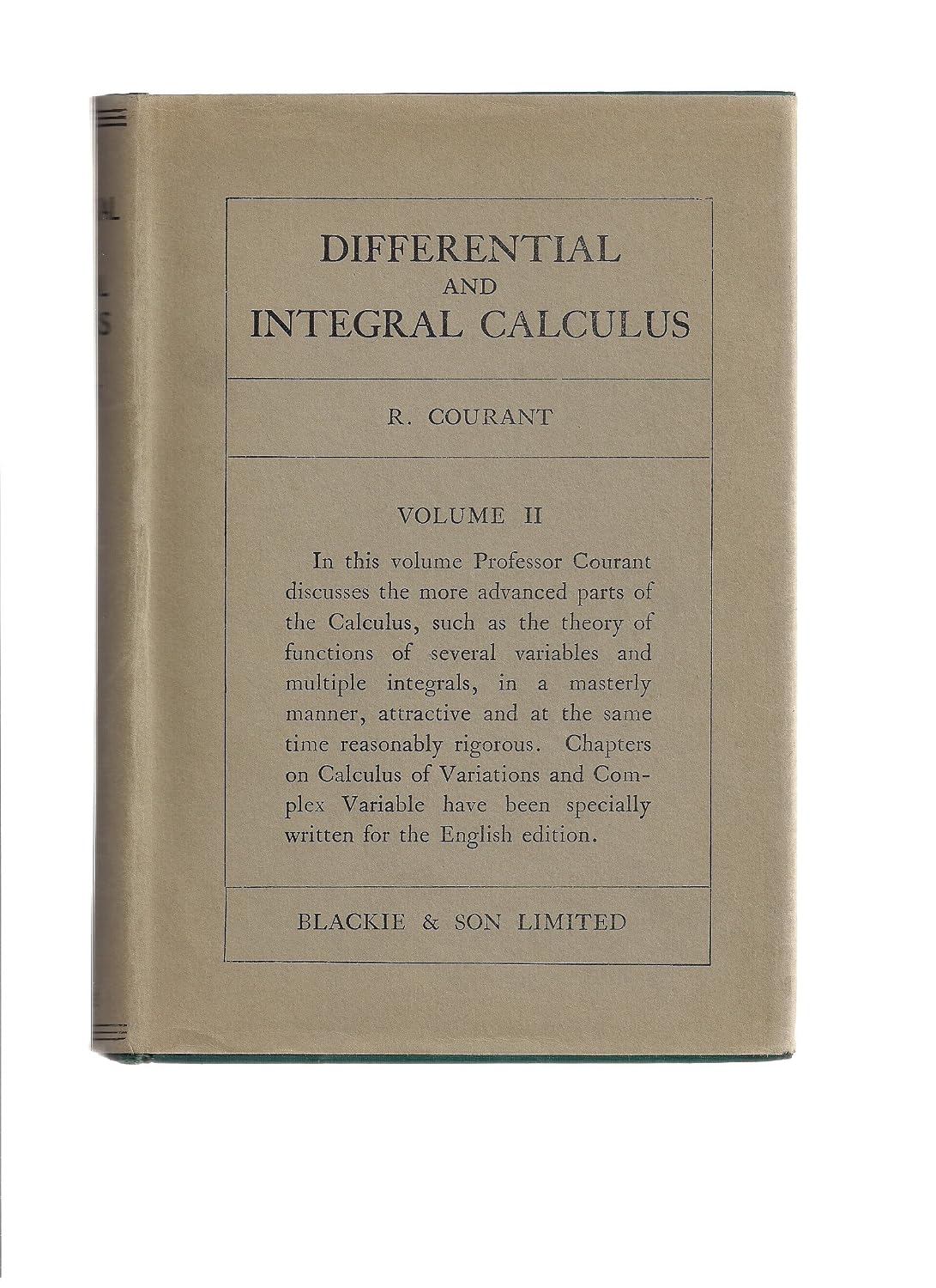 DIFFERENTIAL AND INTEGRAL CALCULUS (VOLUME II): R. Courant: Amazon.com ...