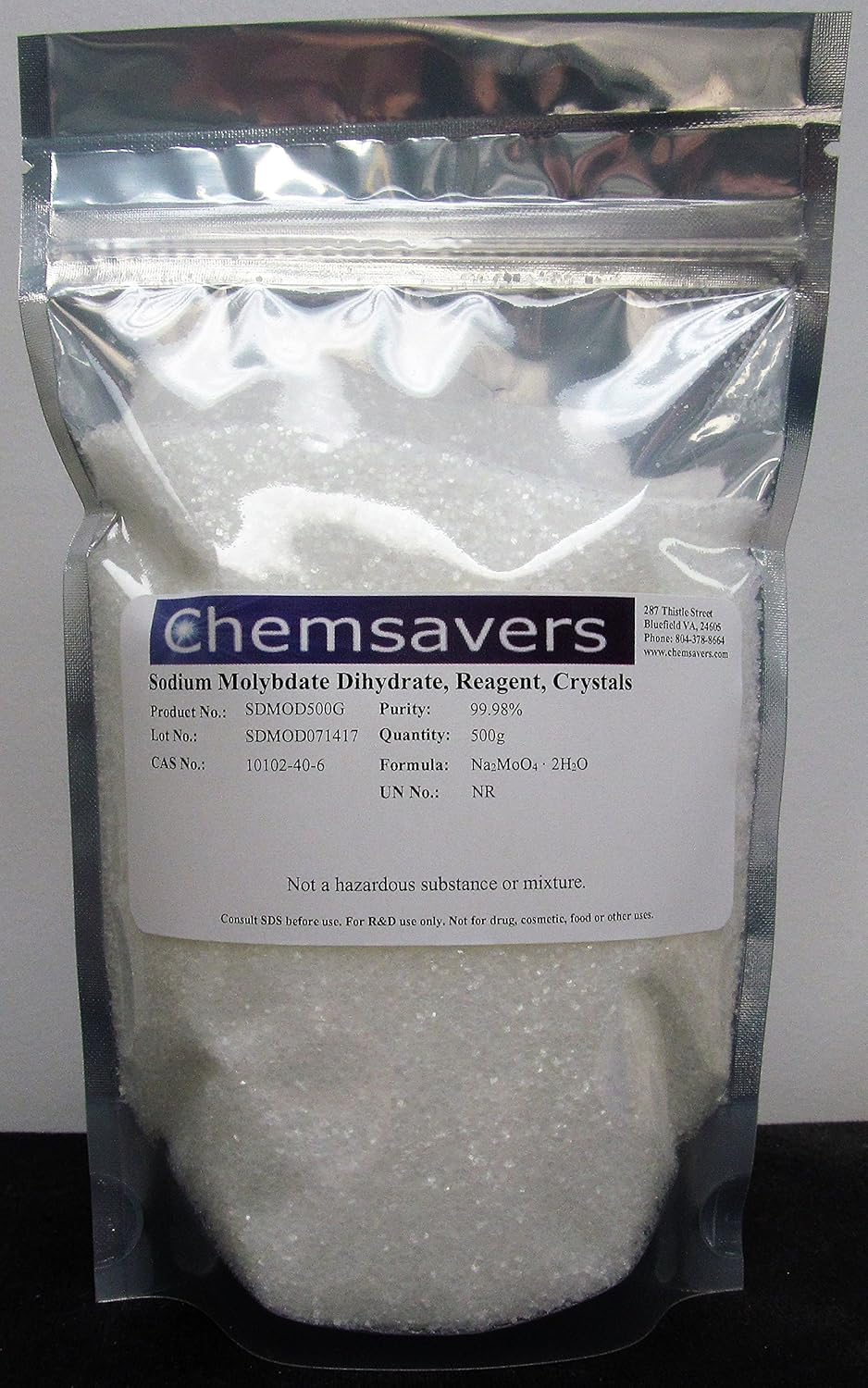 Sodium Molybdate Dihydrate, Reagent, 99.98%, Crystals, 500g: Amazon.com ...