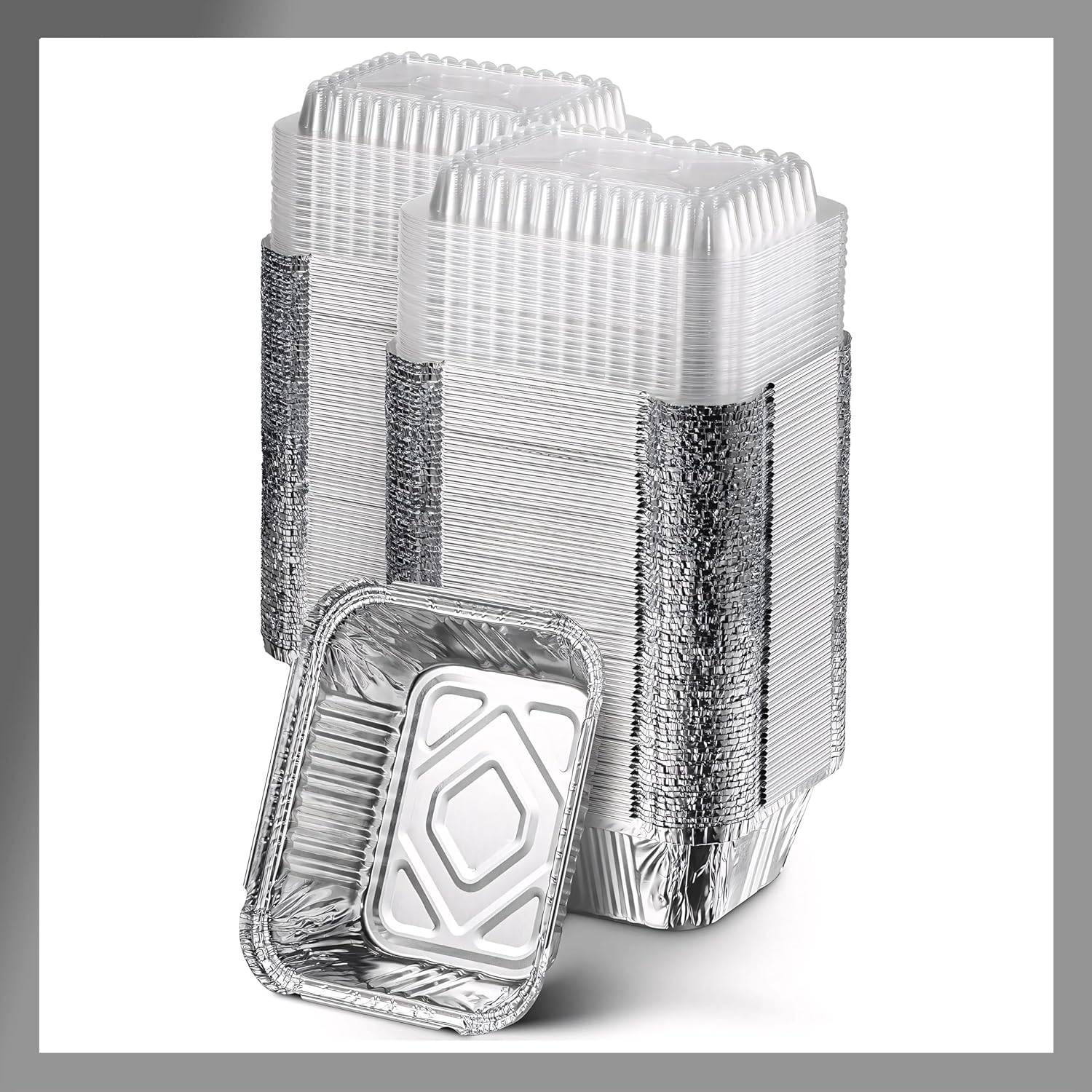 Amazon.com: Pokanic Rectangular Aluminum Foil Pans With Clear Dome Lids ...