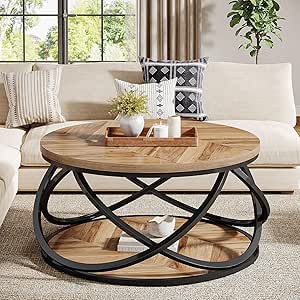 Amazon.com: Tribesigns 2-Tier Round Coffee Table, 31.5" Circle Center ...