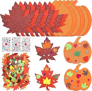 Amazon.com: Skylety 224pc Fall Maple Leaf & Pumpkin Stickers with 390 ...