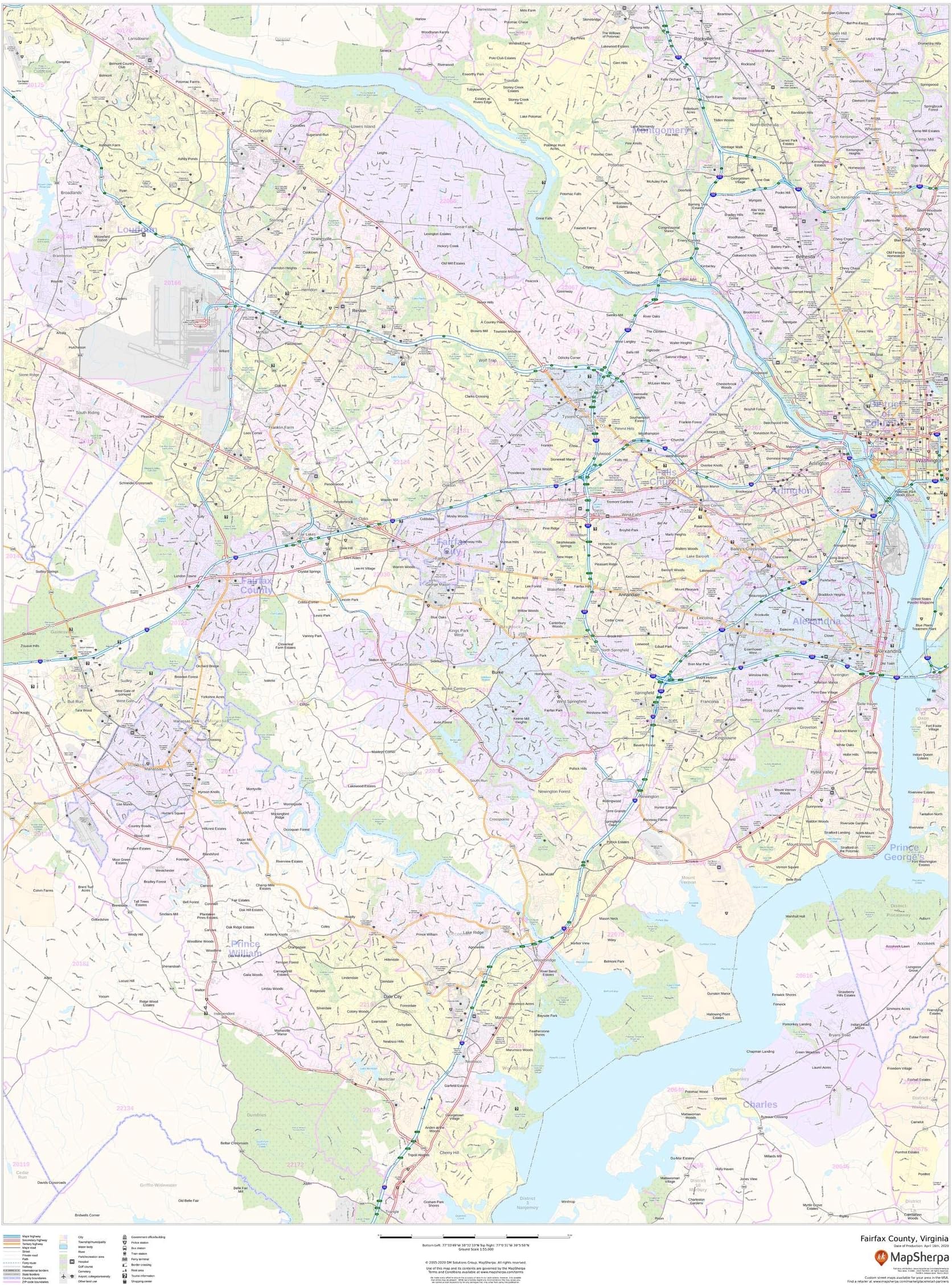 Amazon.com : Virginia State Wall Map - 30.75" x 19.25" Laminated ...