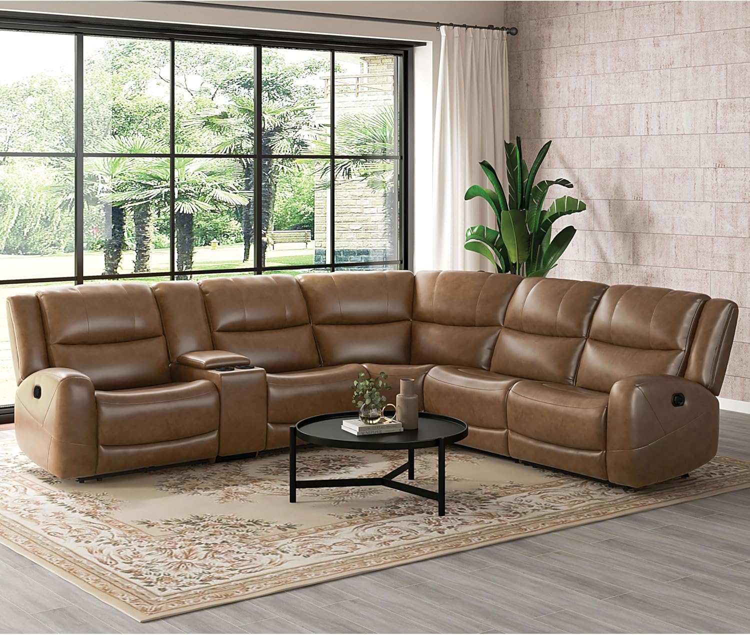 Amazon.com: Furniture of America Merlin Modern Top Grain Leather ...