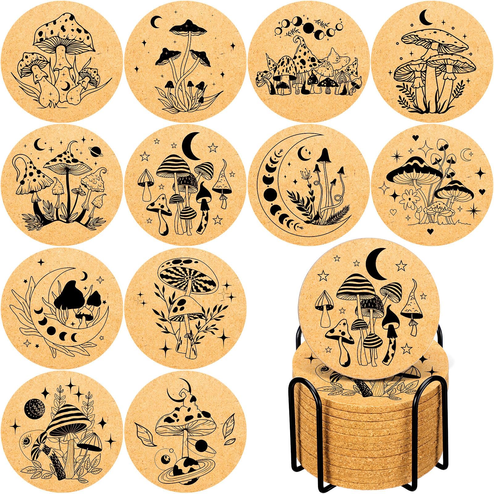 Amazon.com: Singhoow 12 Pcs Absorbent Coasters for Drinks with Holder ...