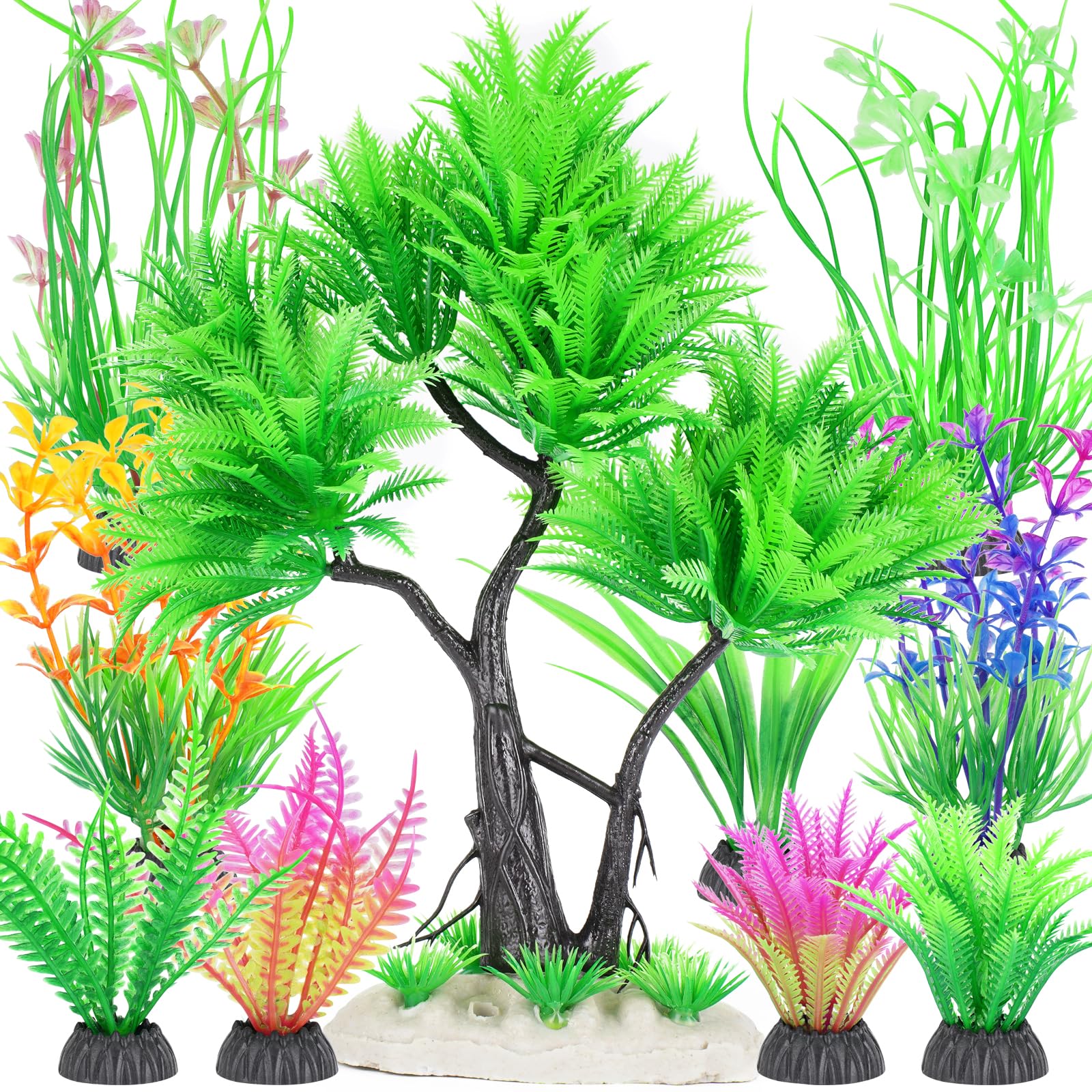 Aquarium Plastic Plants Artificial Decorations, Small Fish Tank Fake ...