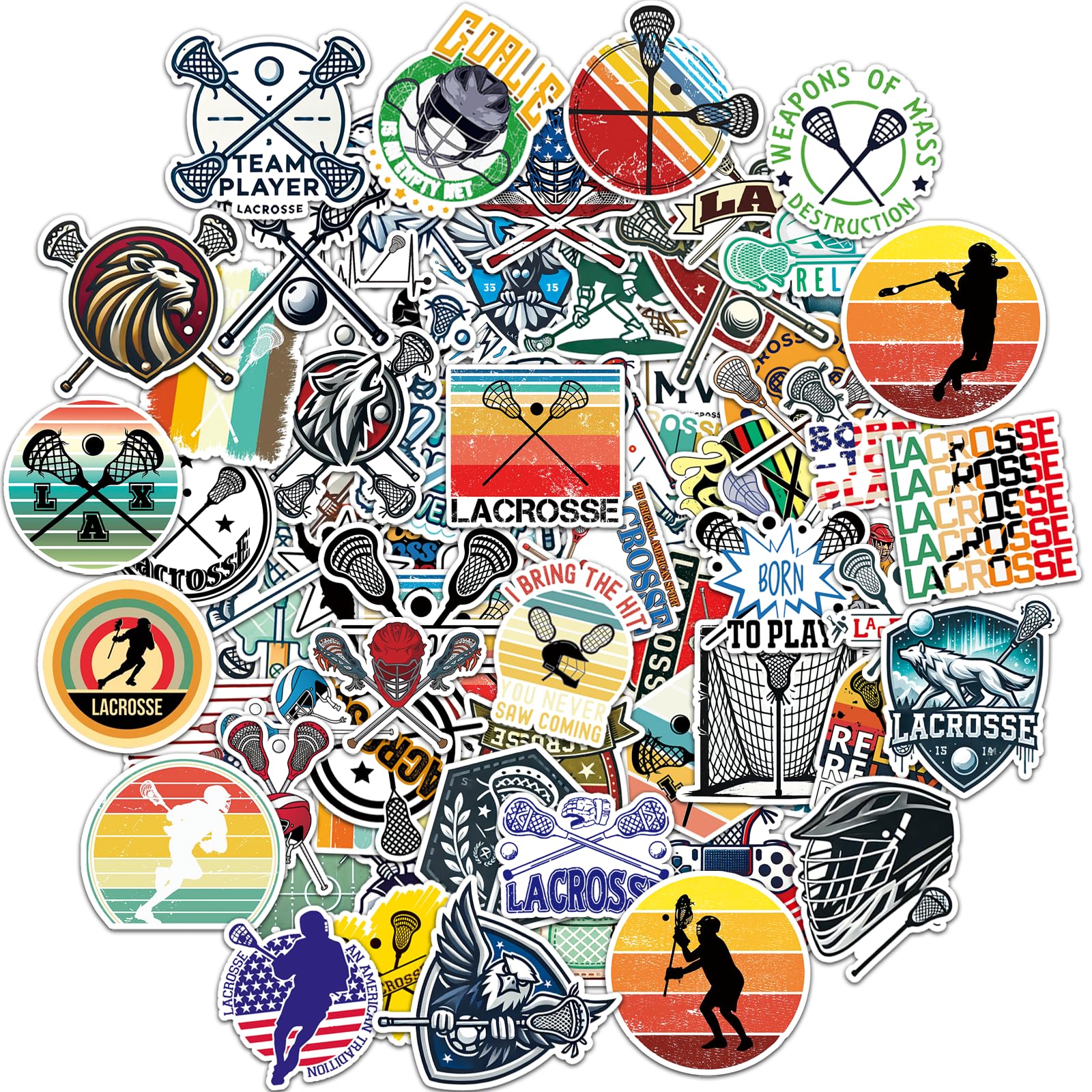 Amazon.com: Lacrosse Stickers Gifts,100PCS Waterproof Vinyl Lacrosse ...
