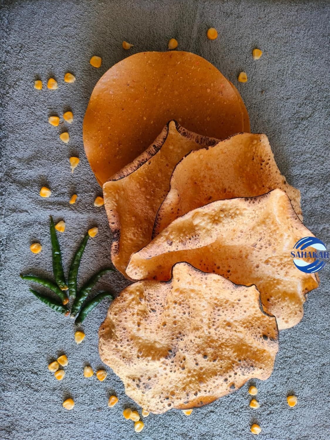 SAHAKAR Corn Papad/Makka Papad/Khichiya Papad 800 grams (2 packs of 400 ...
