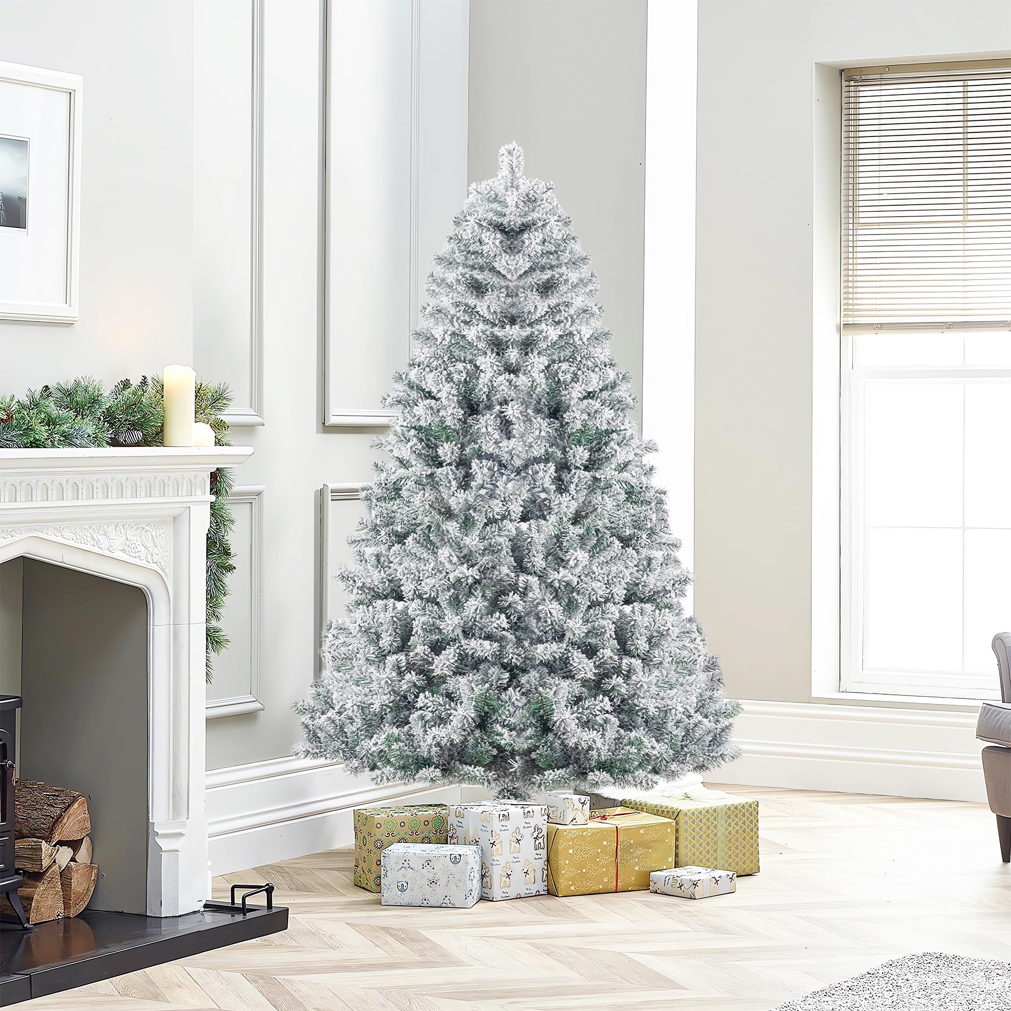 Amazon.com: Winfire 4.5ft Snow Flocked Christmas Tree - Premium Hinged ...