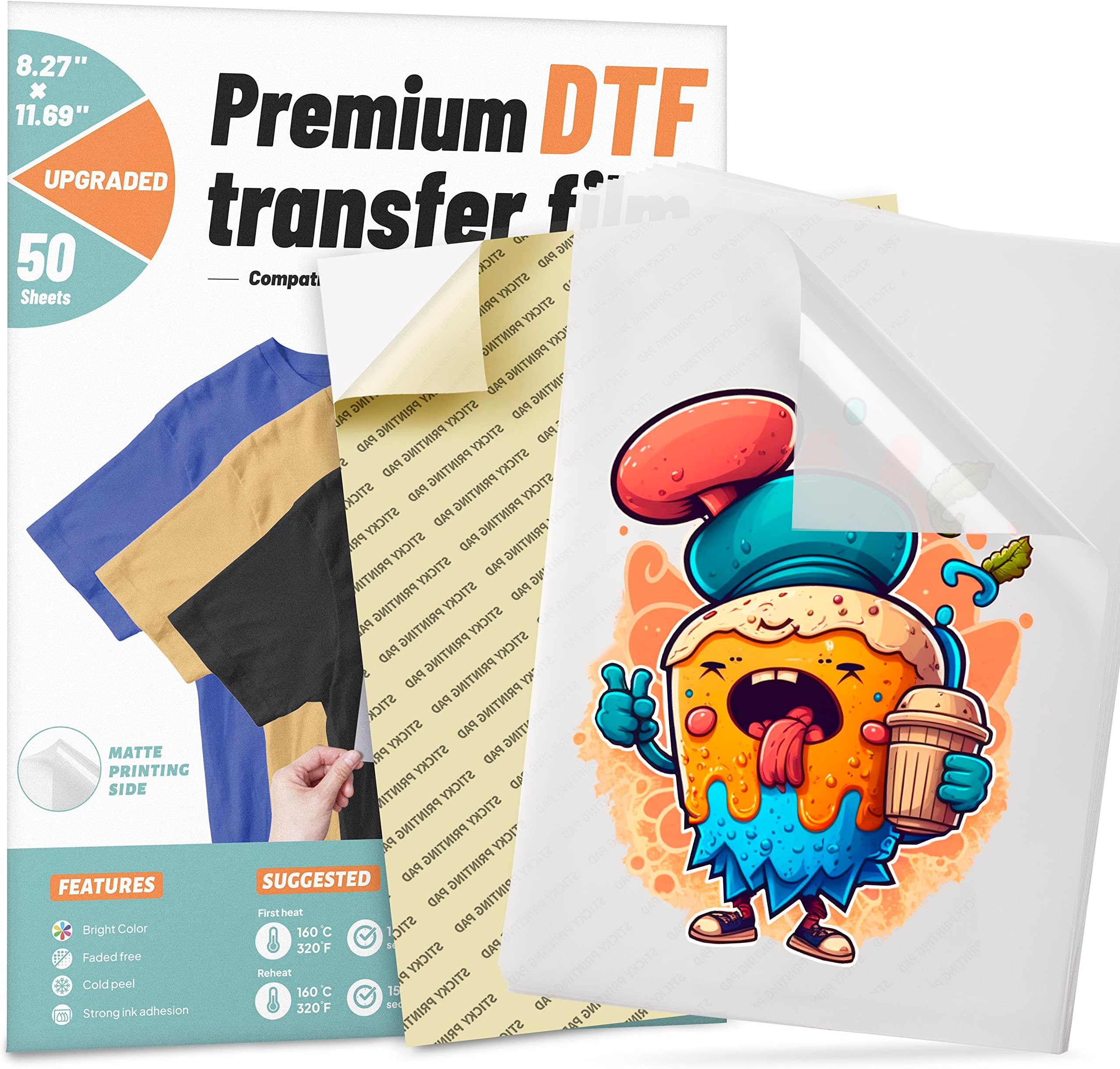Amazon.com : DTF Transfer Film, 50 Sheets 8.5"*11" DTF Paper with Smart ...