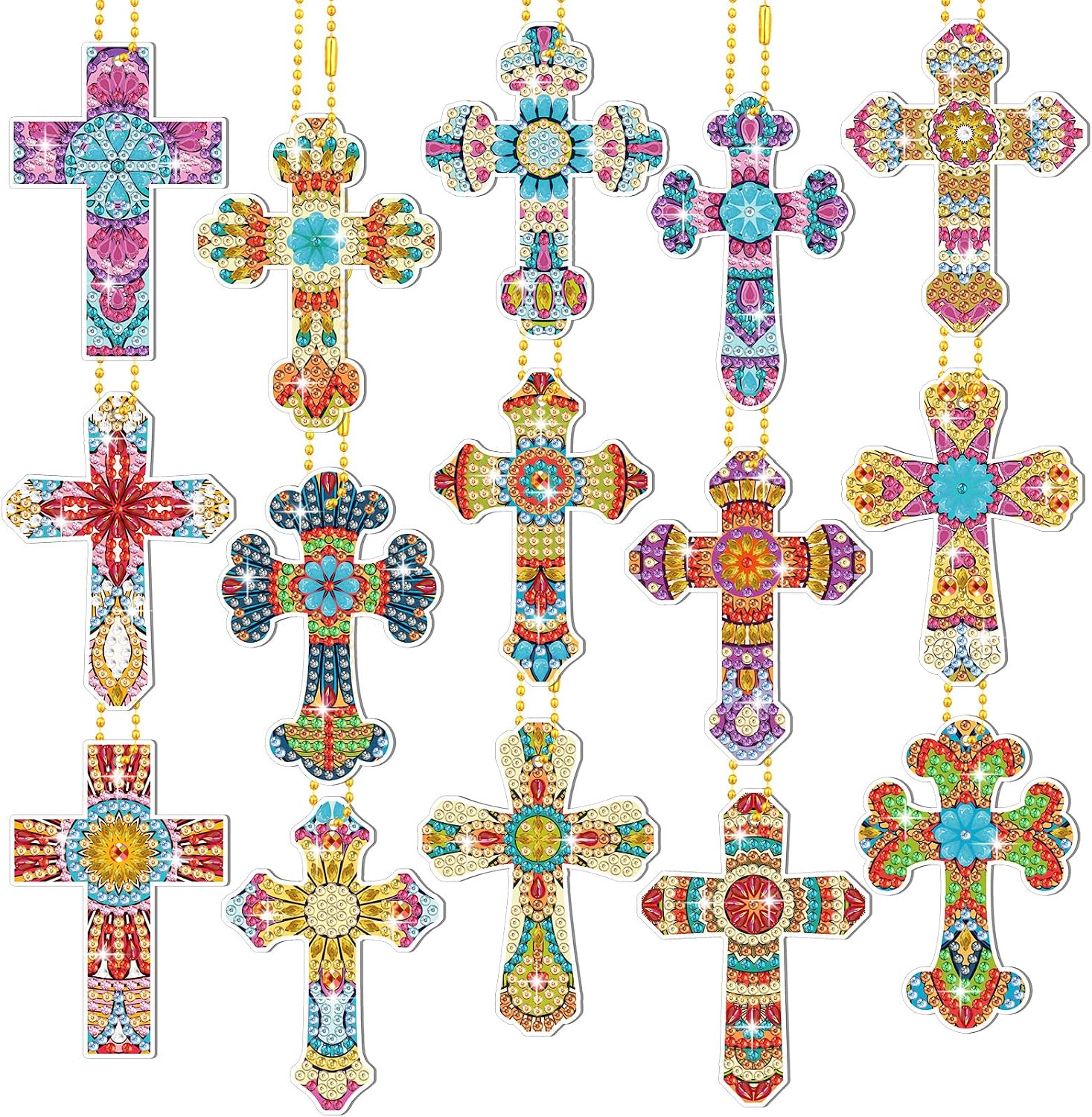 Amazon.com: Inbagi 15 Pcs Easter Diamond Painting Keychains Cross ...