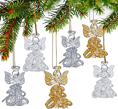 Amazon.com: Beeveer 24 Pcs Angel Wing Christmas Wood Ornaments Angel ...